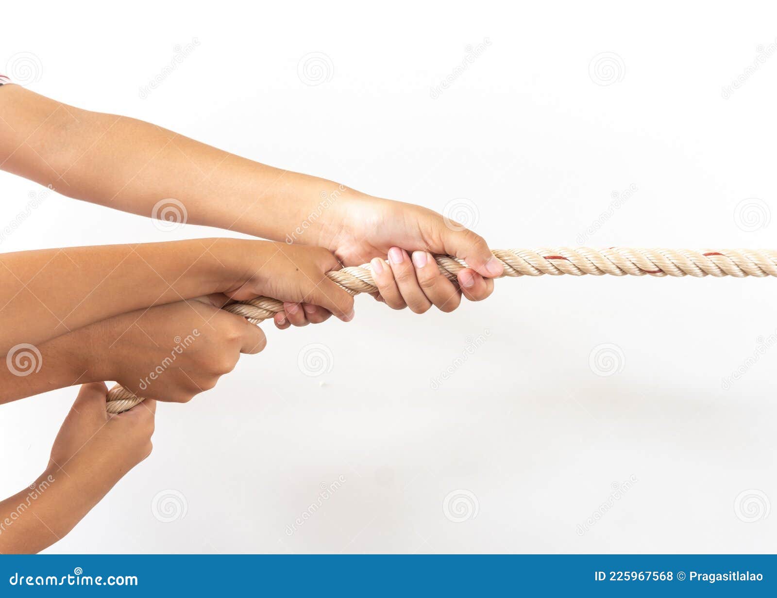 Hands of People Pulling the Rope. Team Building Cooperation Concept ...