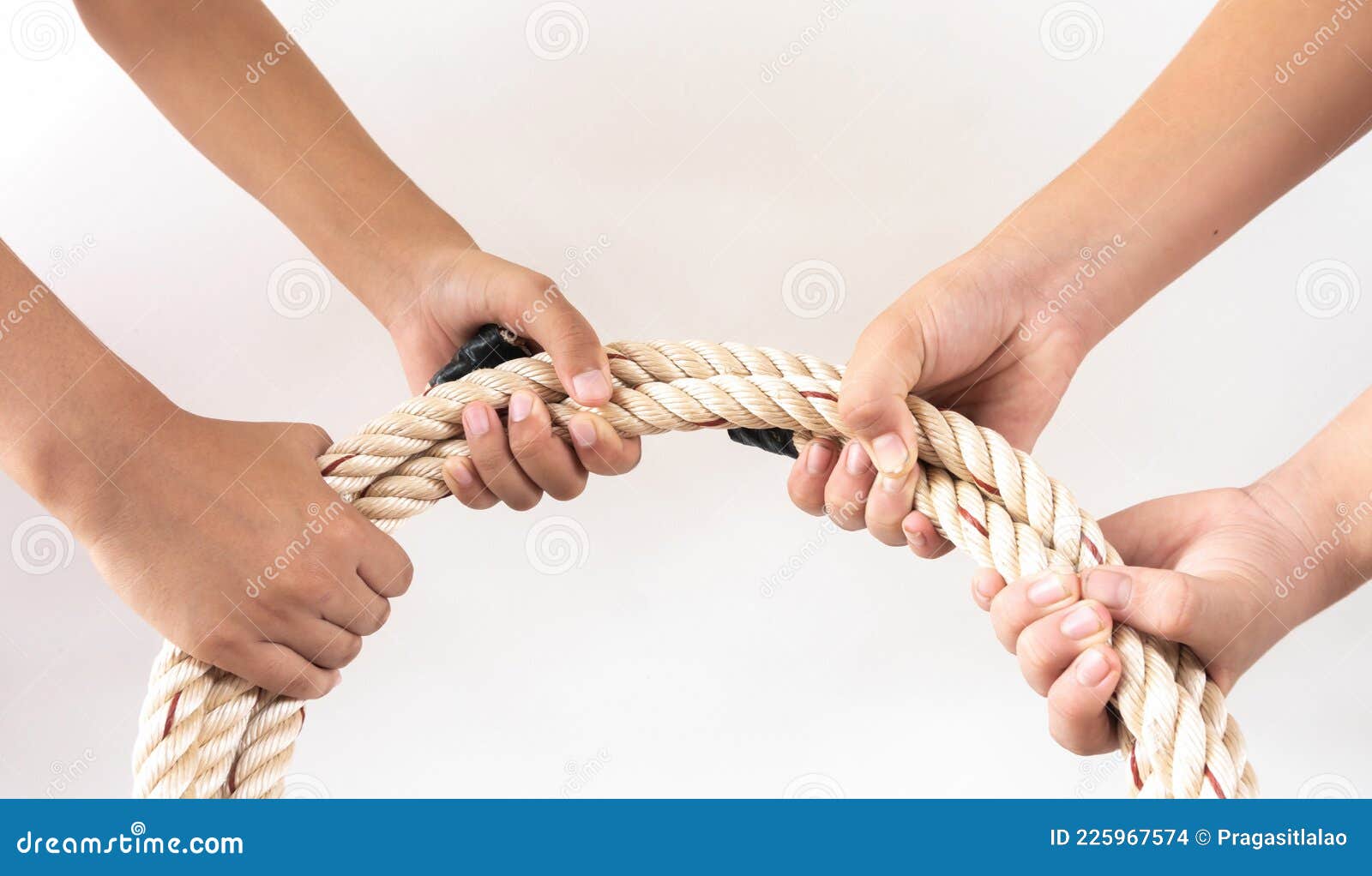 Hands of People Pulling the Rope. Team Building Cooperation Concept ...