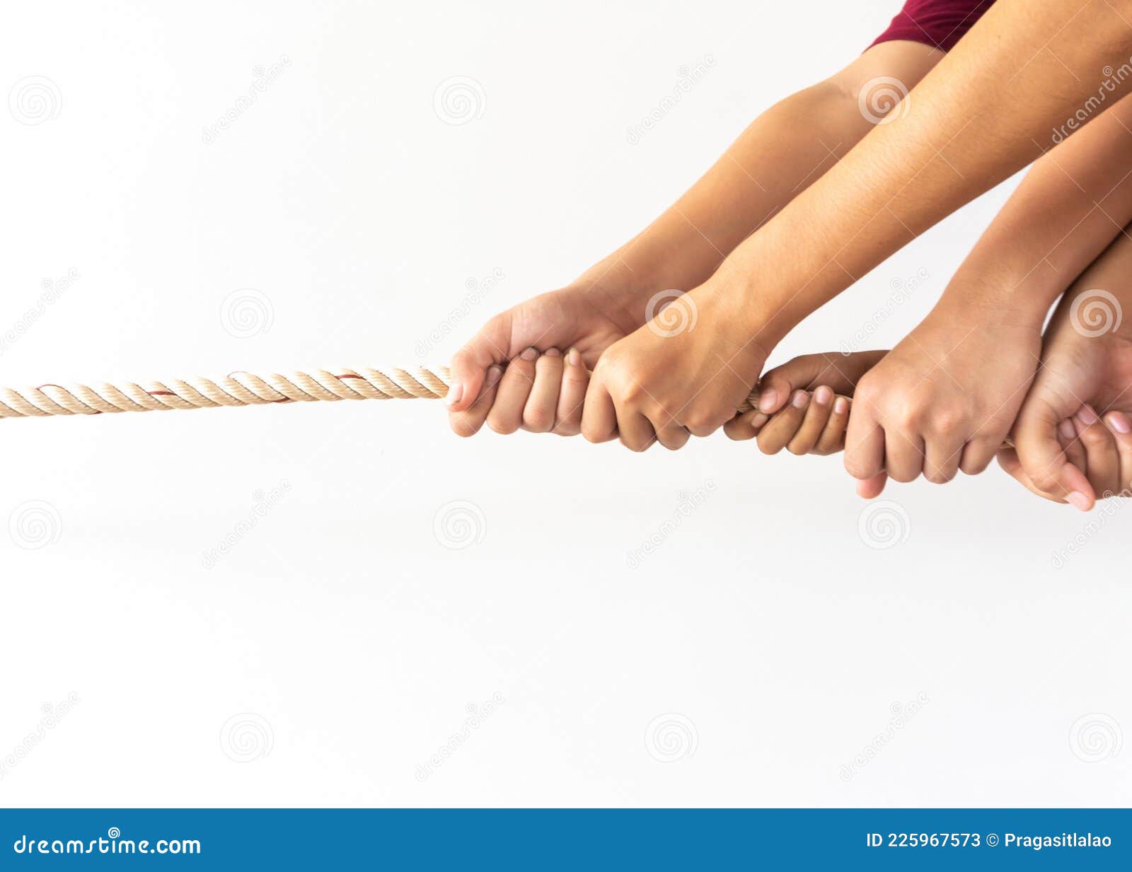 Hands of People Pulling the Rope. Team Building Cooperation Concept ...