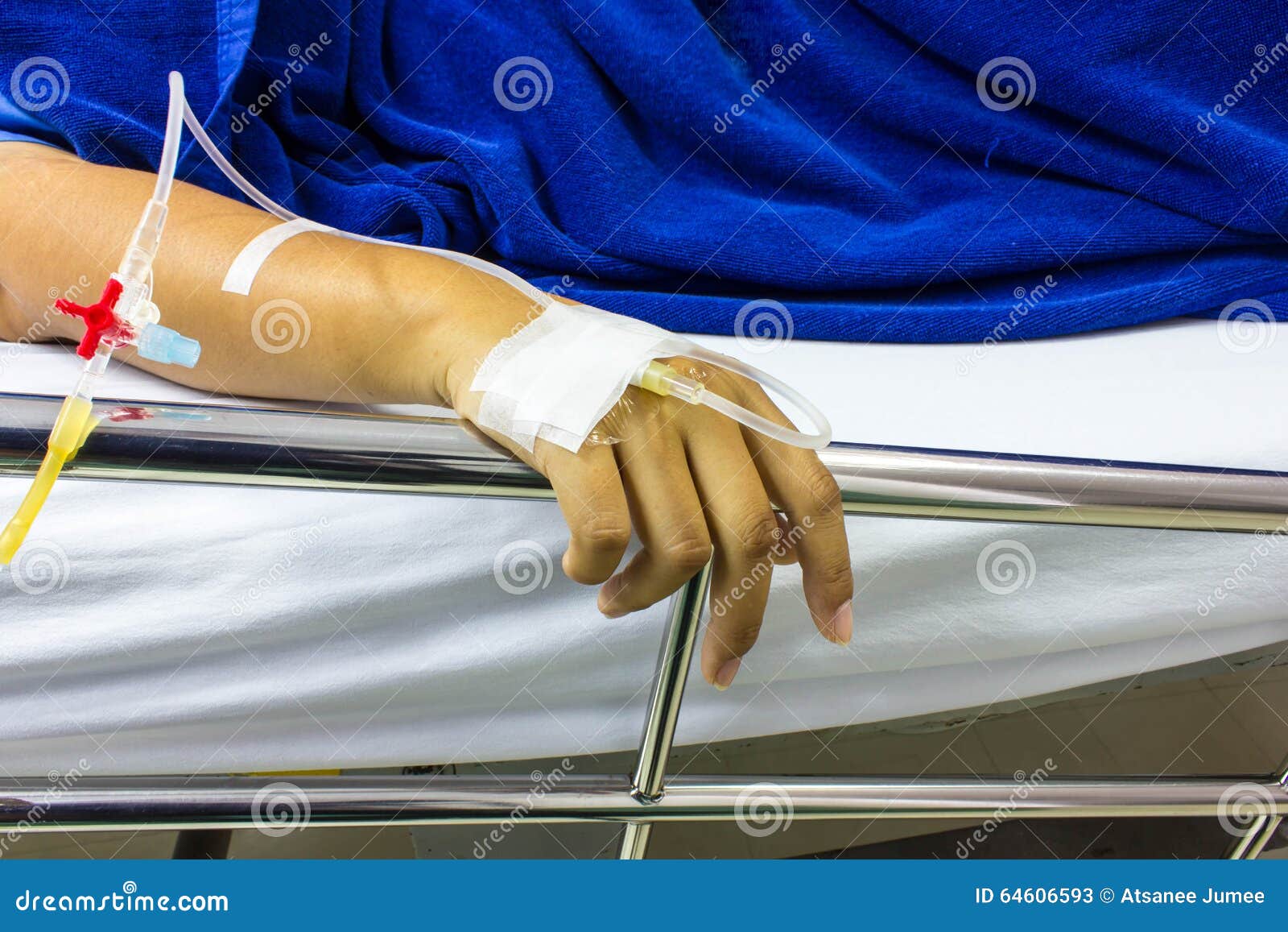 Hands of People a Sick Loved Ones Lying on a Bed in the Hospital. Stock ...