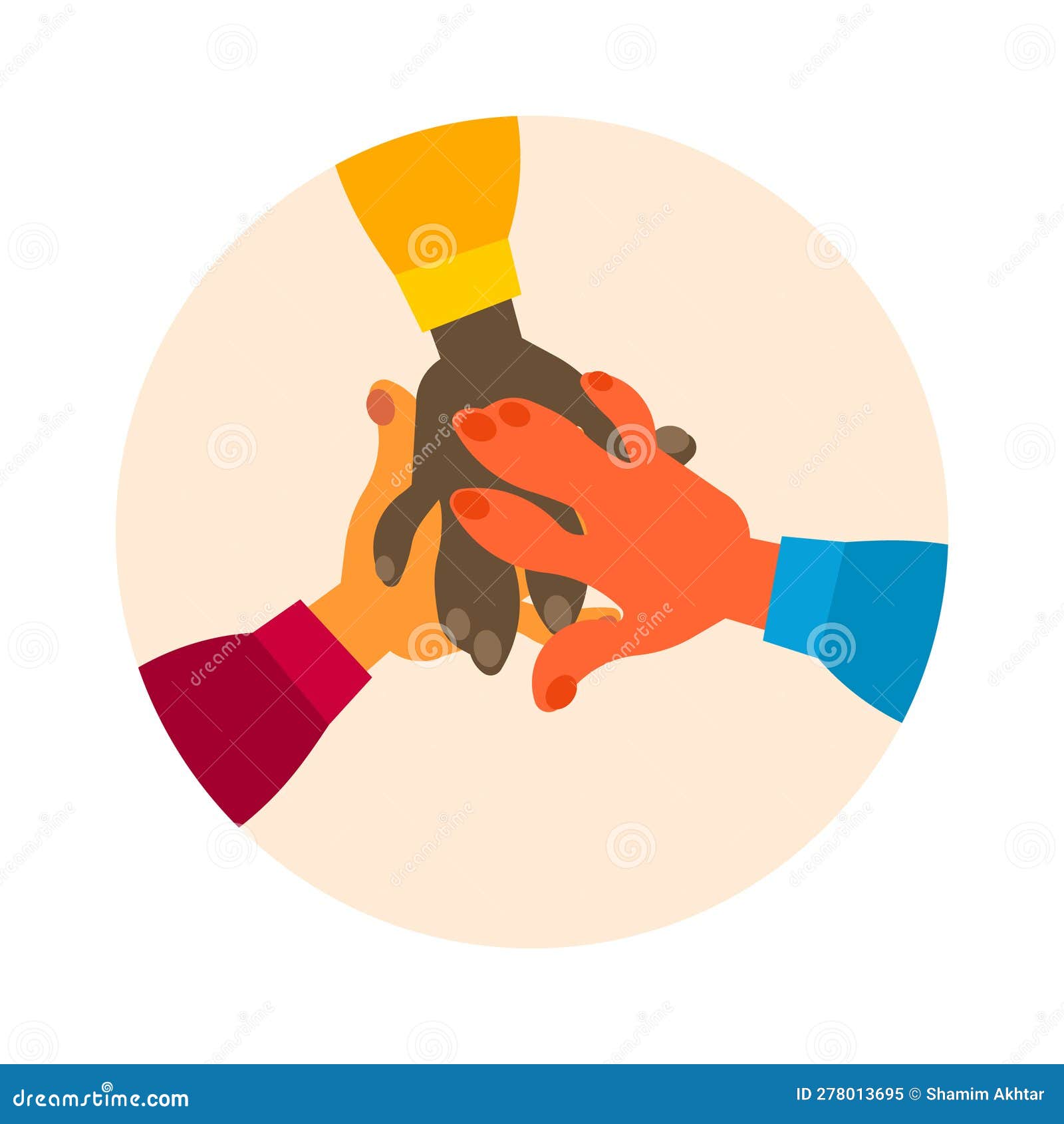 Hands of People Teamwork Concept Stock Vector - Illustration of orange ...