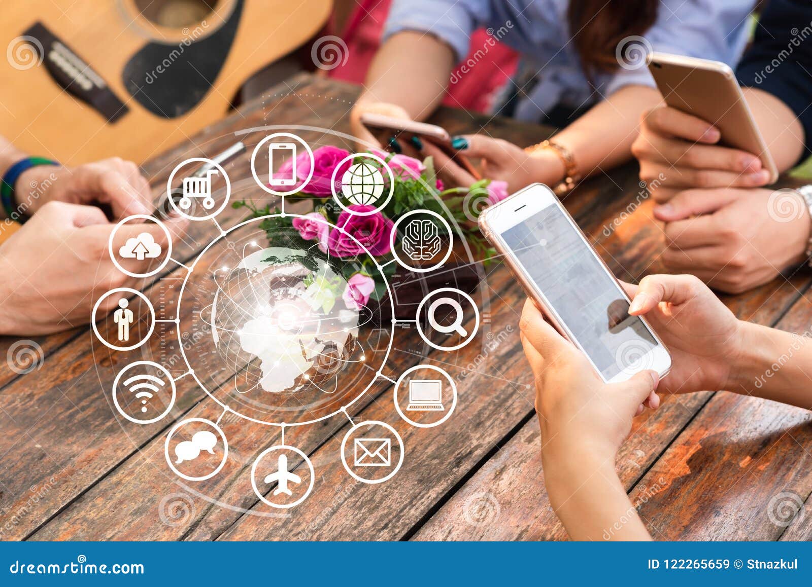 Hands of People Use Smartphone for Connecting To Various Application ...