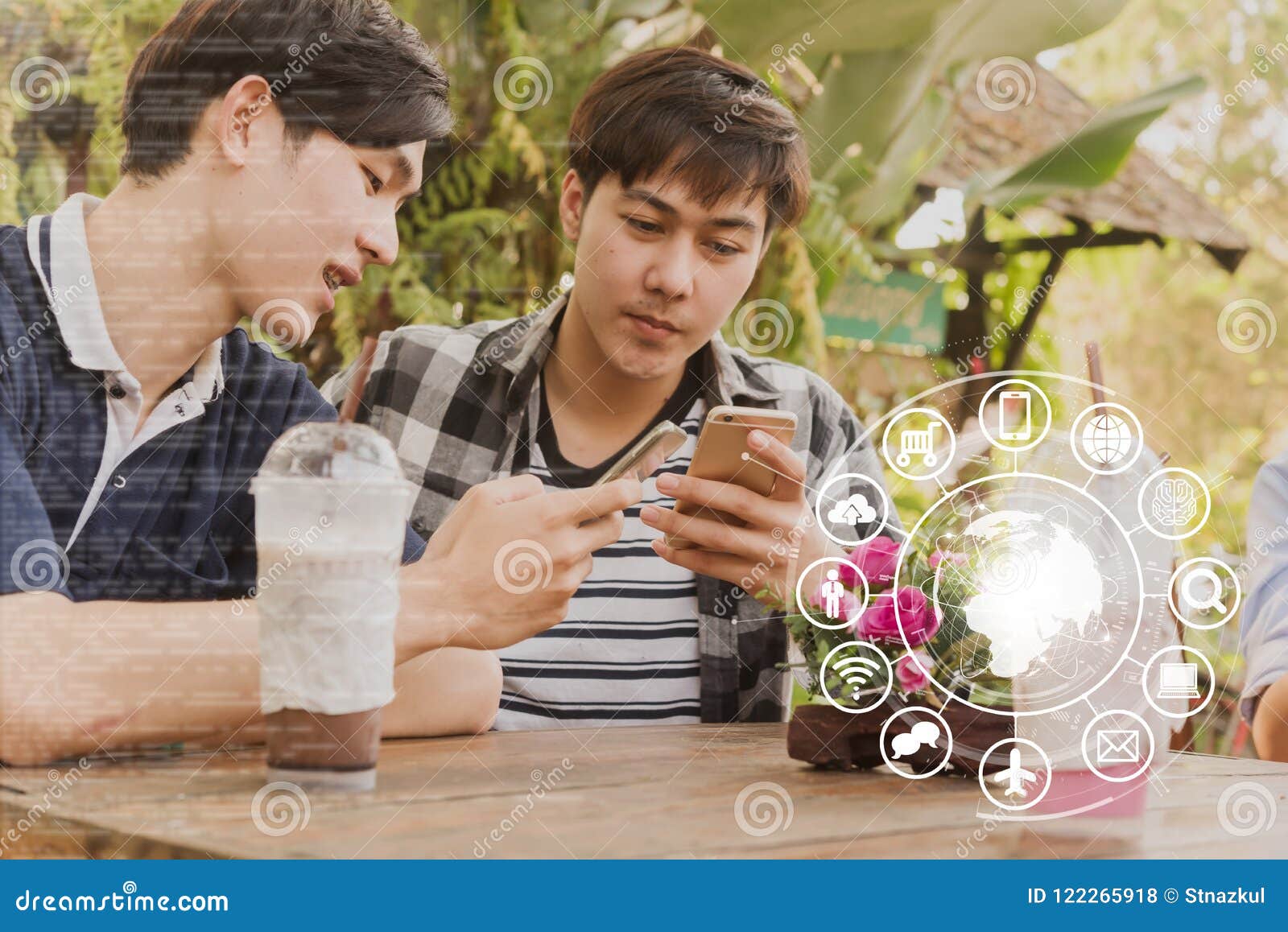 Hands of People Use Smartphone for Connecting To Various Application ...