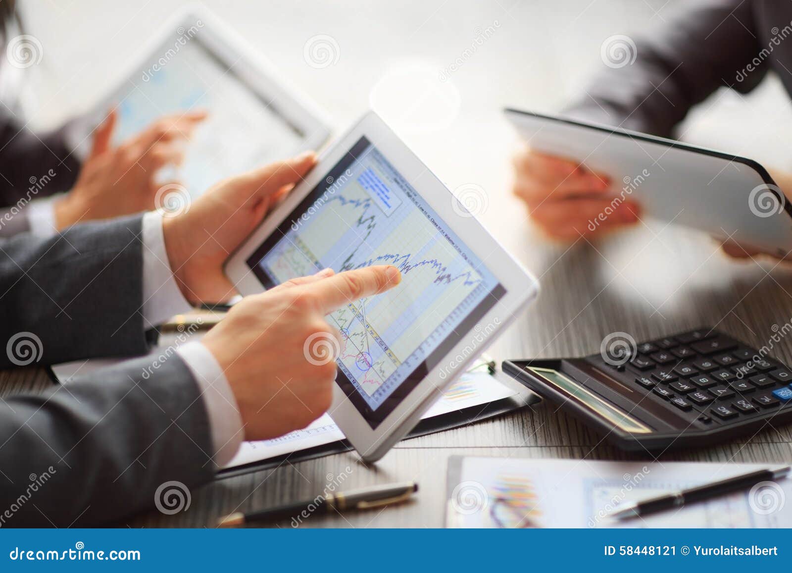 The Hands of People Working with Tablet Computer Stock Image - Image of ...