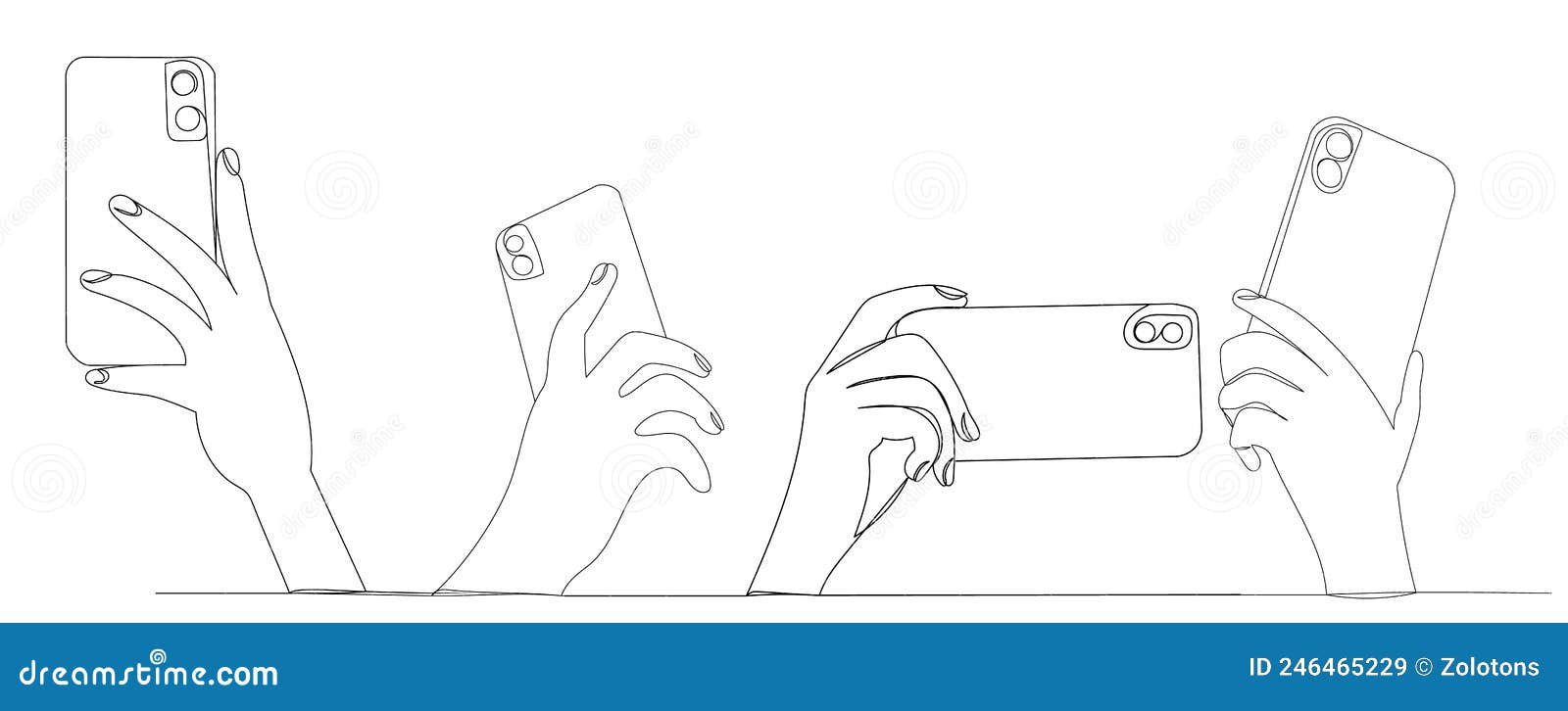 Hands with Phone One Continuous Line Drawing Stock Vector ...