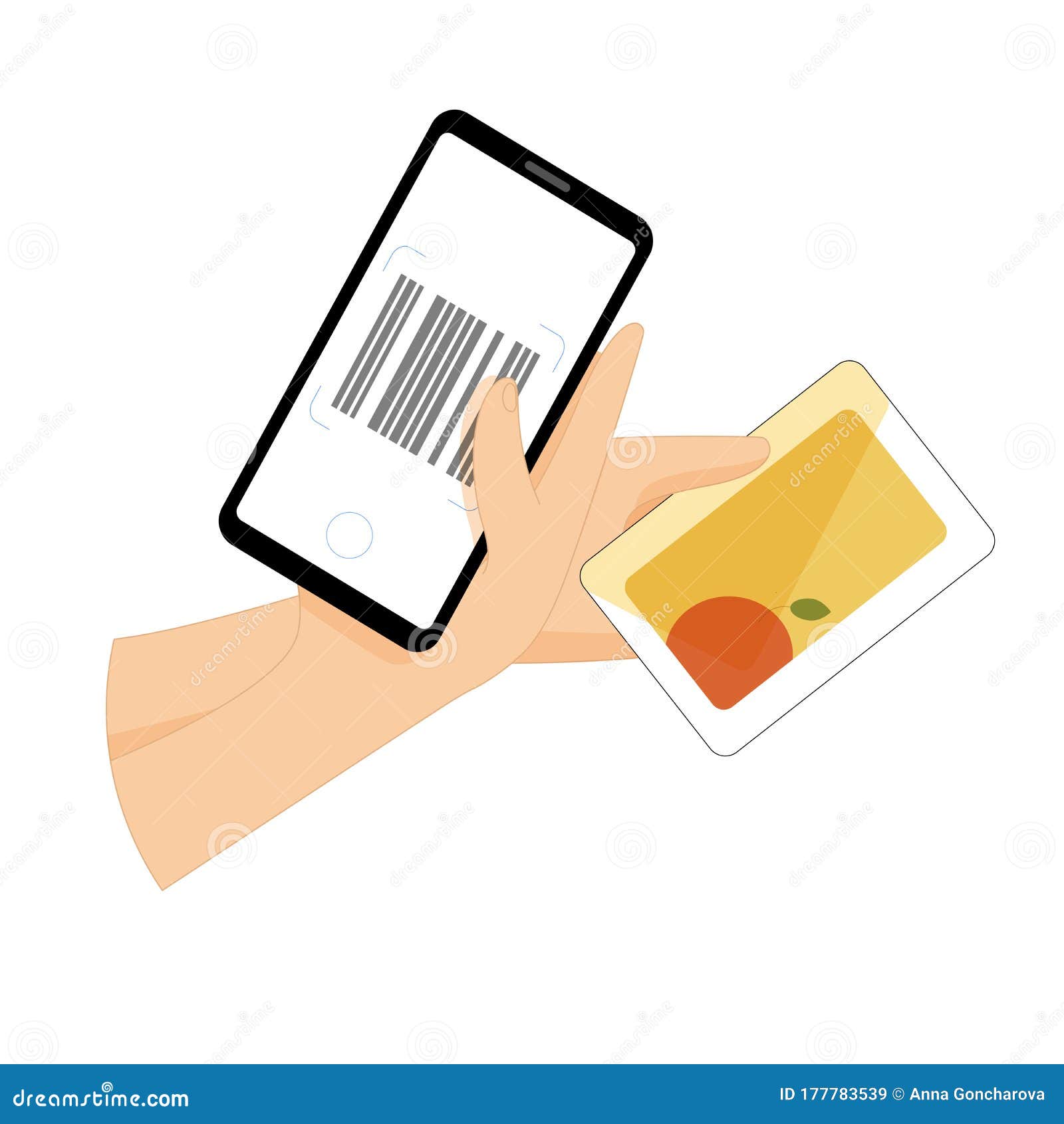 Hands with Phone Scan Code Map App Stock Vector - Illustration of ...