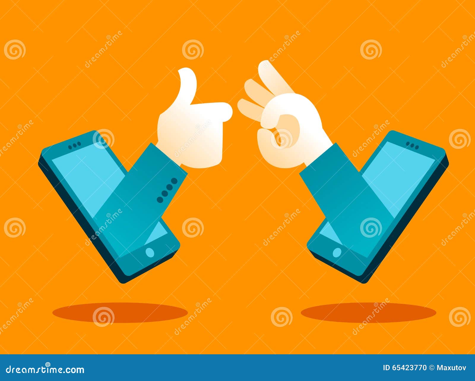 Hands of the Phone Shows OK Stock Vector - Illustration of greeting ...