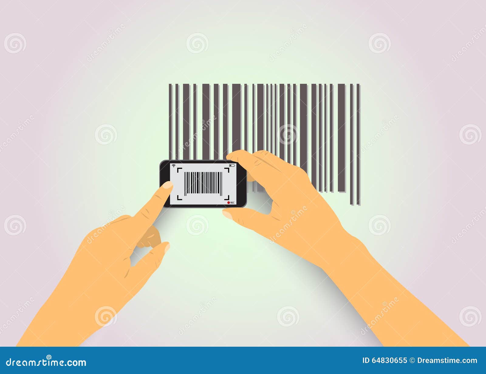 Hands photographed barcode stock vector. Illustration of page - 64830655