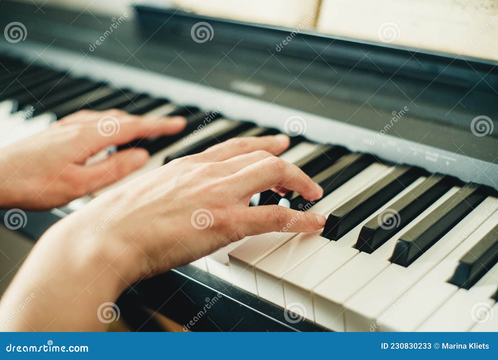 Hands on Piano Keys Close-up Stock Image - Image of melody, closeup ...