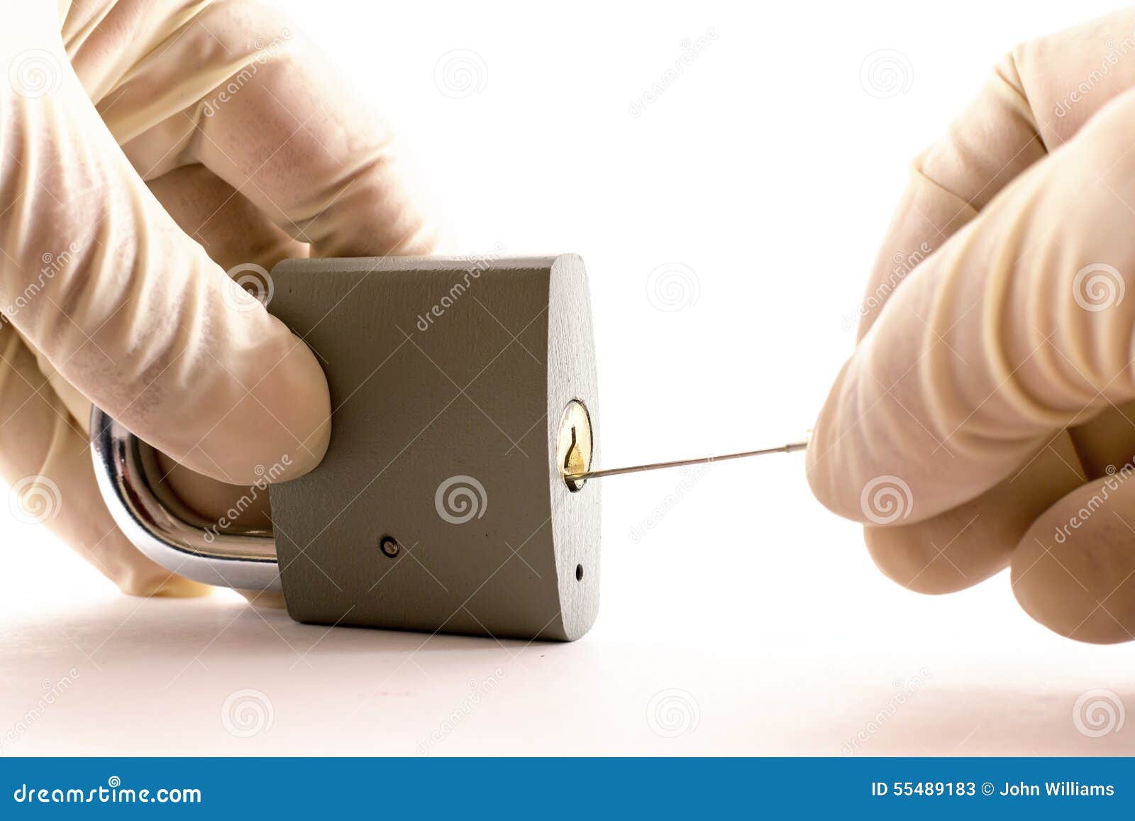Hands Picking a Closed Padlock Stock Image - Image of precise, security ...
