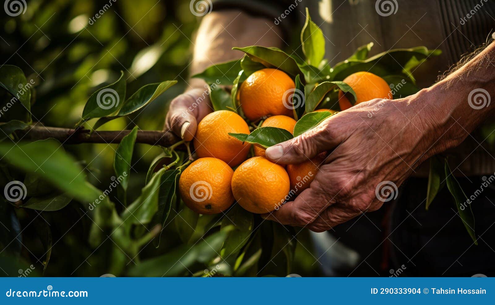 Hands Picking Oranges from a Tree, Close-up, Natural Light, AI ...
