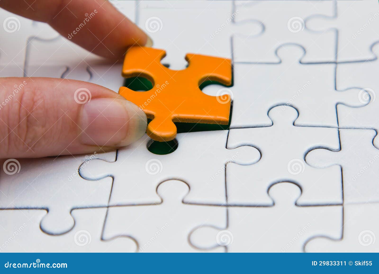 Hands Placing Piece of a Puzzle Stock Image - Image of match ...