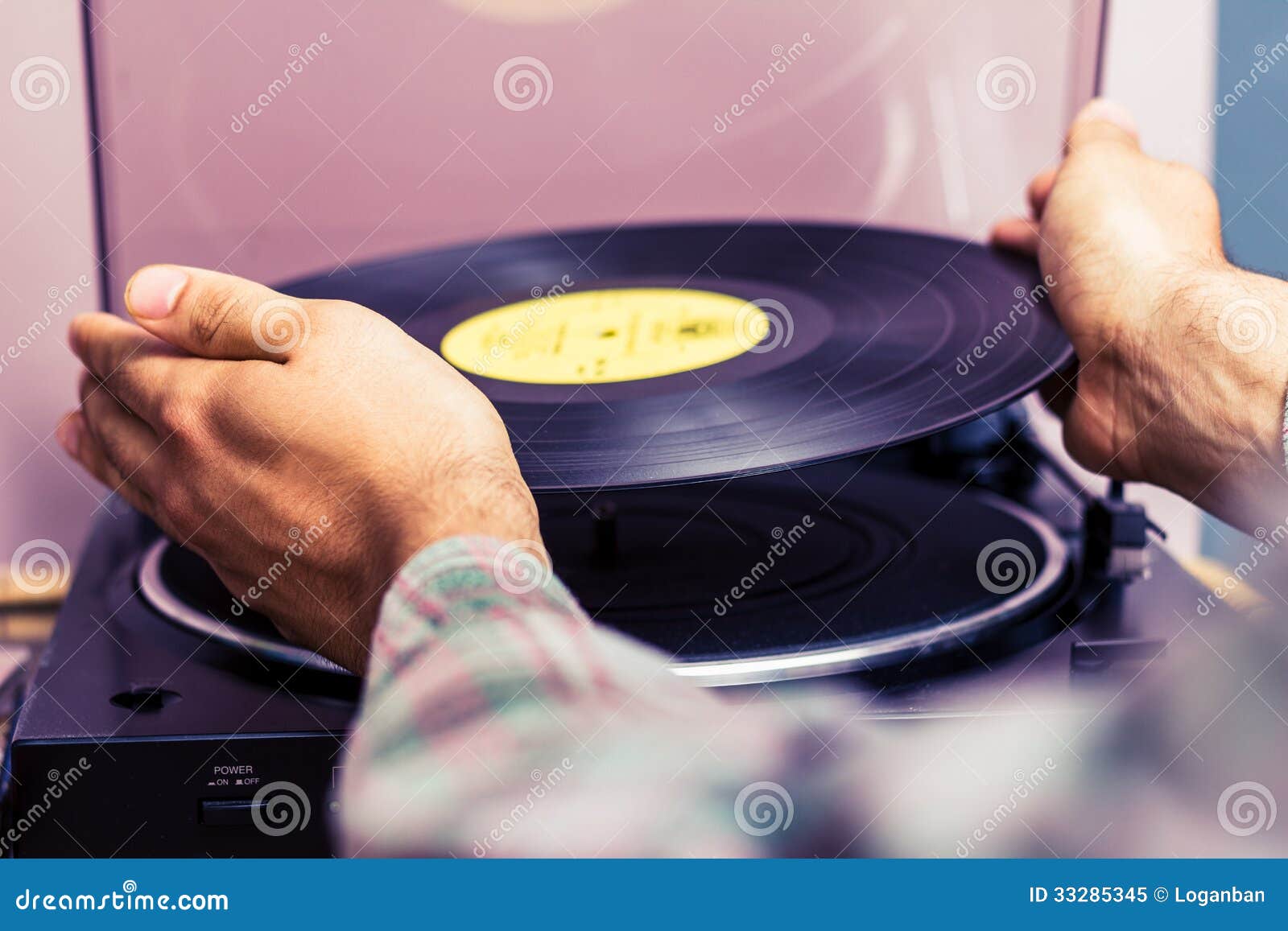 Hands Placing Record on Turntable Stock Image - Image of male, playing ...