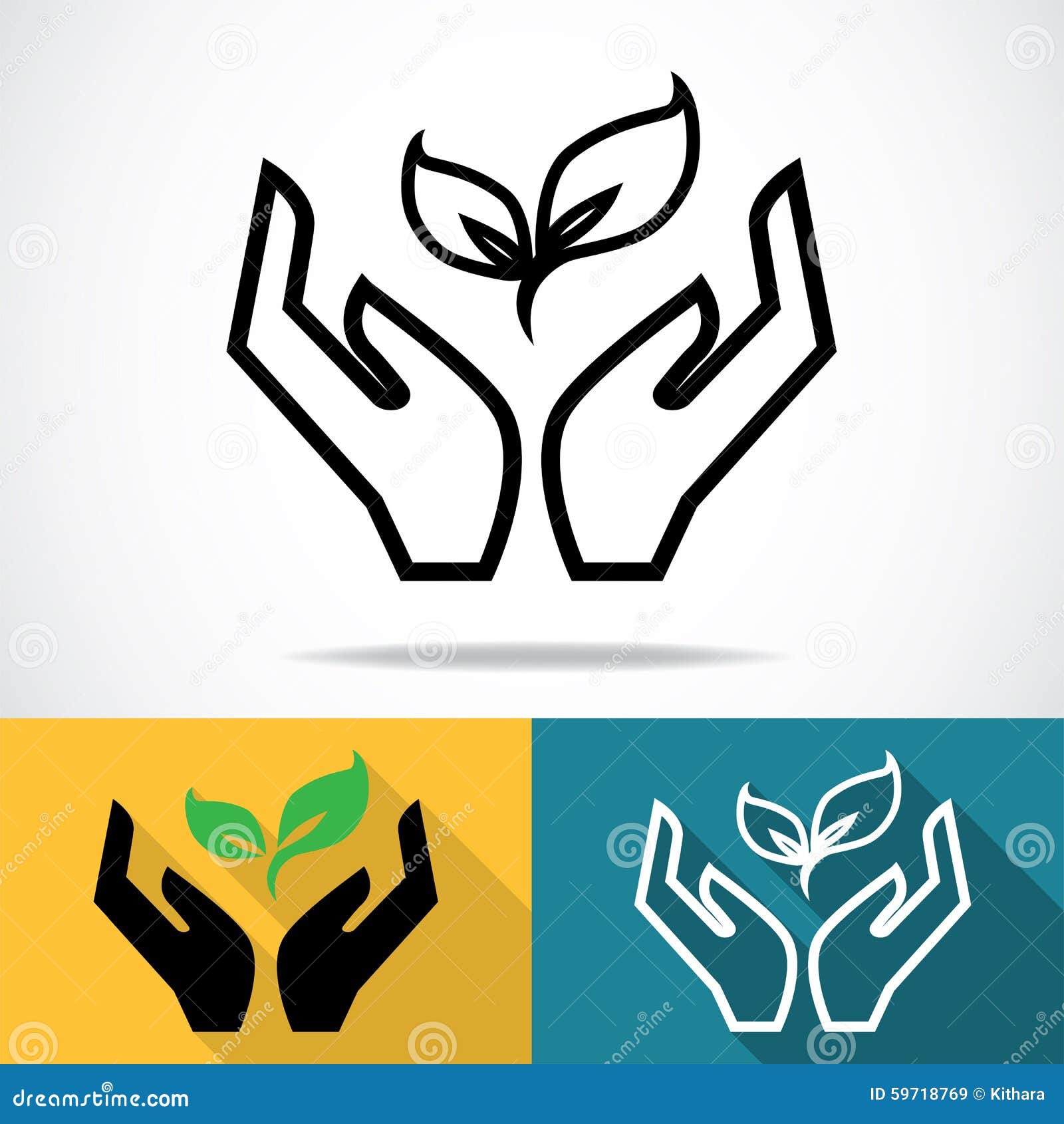 Hands with plant icon stock vector. Illustration of idea - 59718769