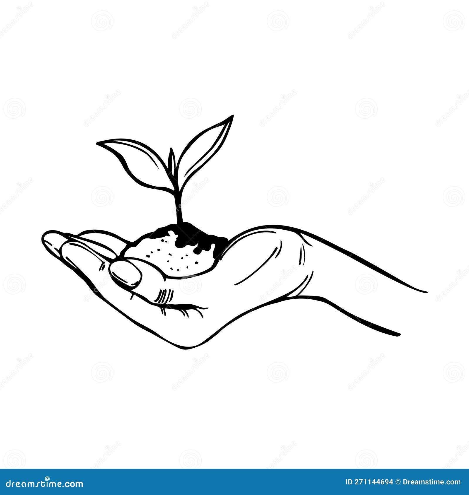 Hands with Plant. Sketch Illustration Stock Vector - Illustration of ...