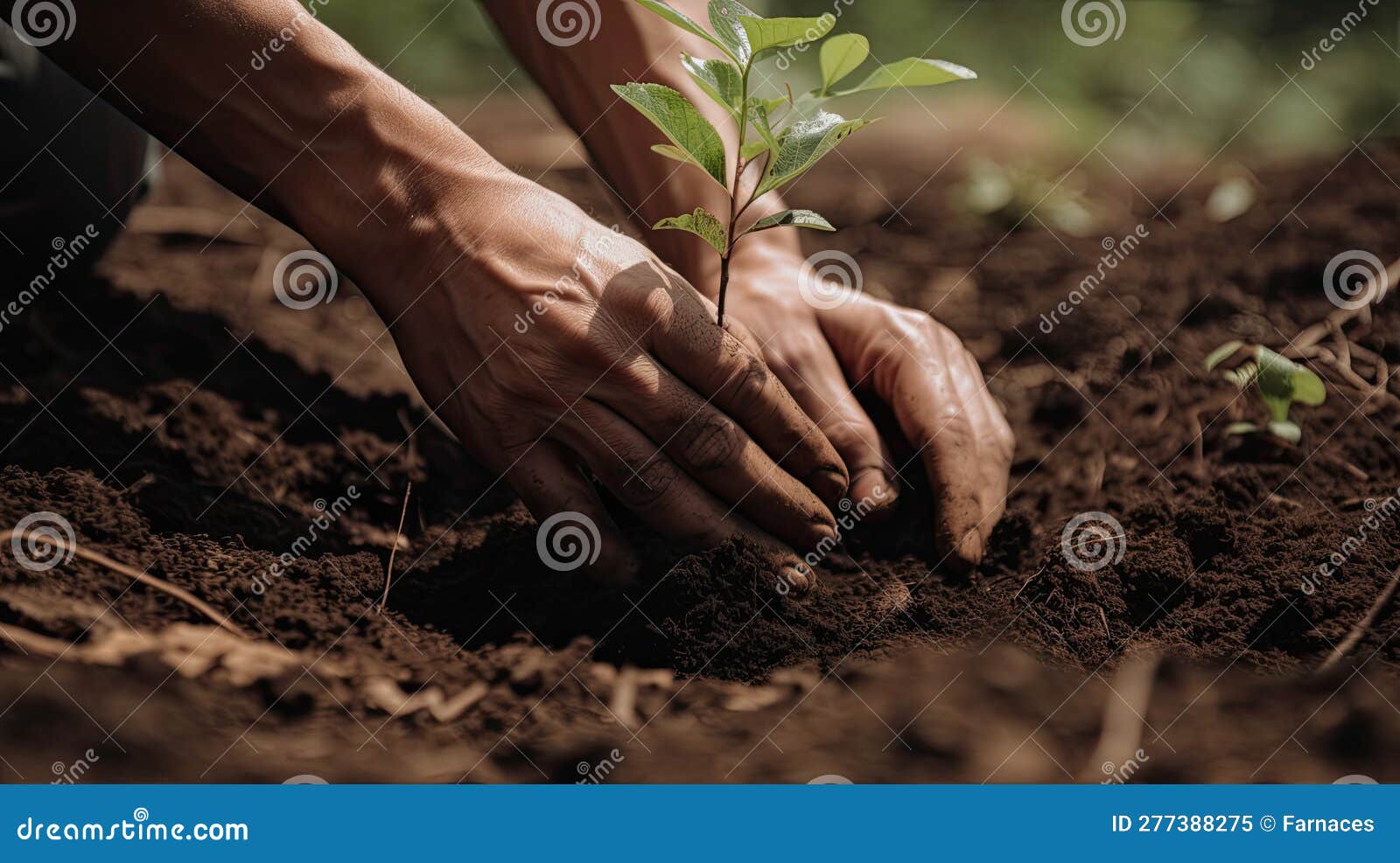 Hands planting tree stock illustration. Illustration of ecology - 277388275