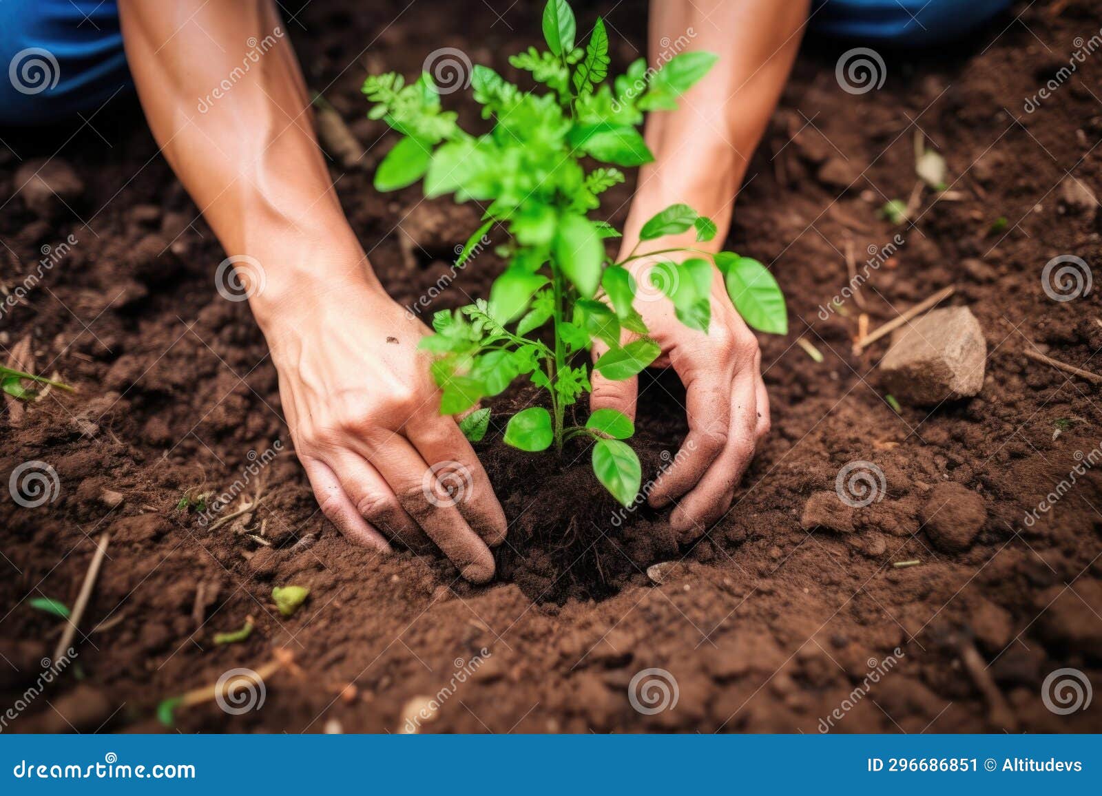 Hands Planting Tree Sapling in a Hole in a Ground Stock Image - Image ...