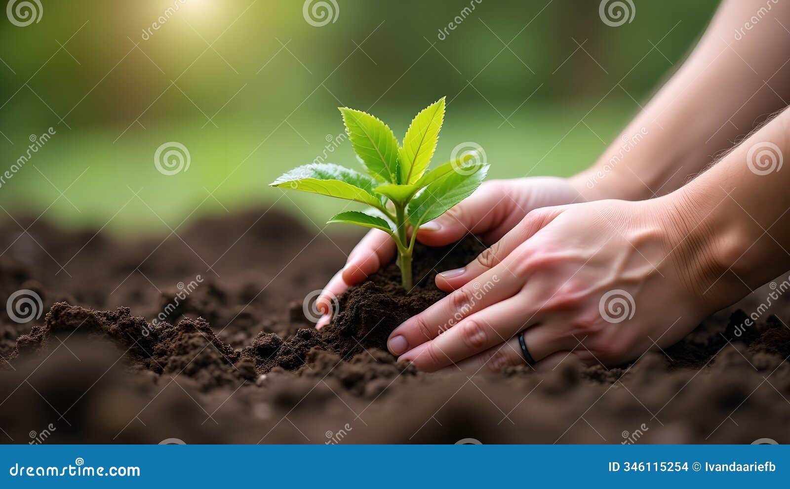 Hands Planting a Young Tree Seedling in Soil. Concept of Growth ...