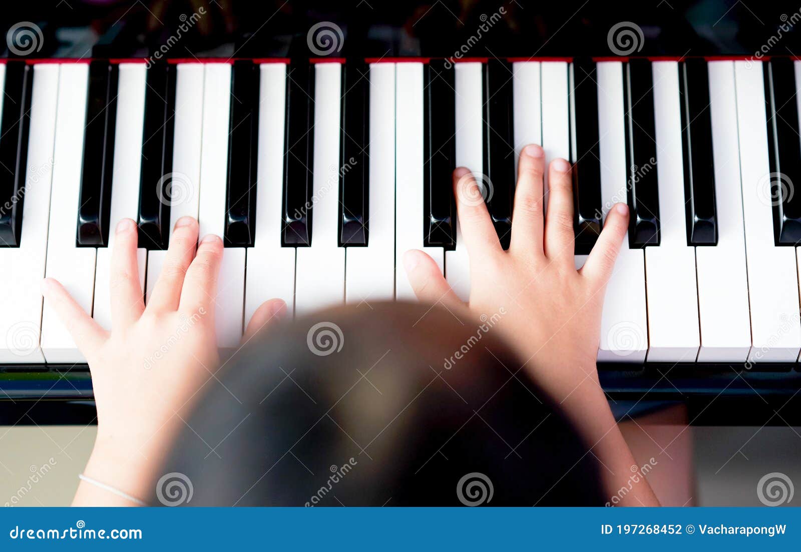 Hands Play Piano on Top View Stock Photo - Image of musician, cute ...
