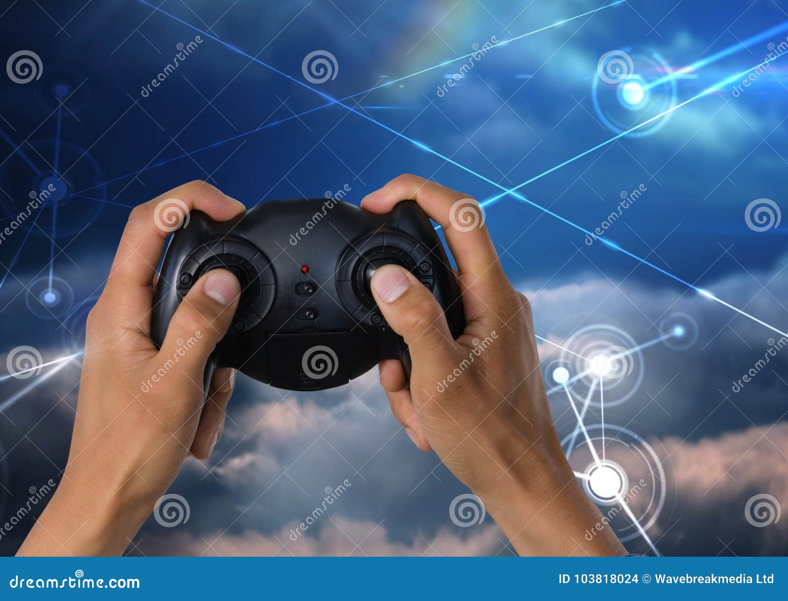 Hands Playing with Computer Game Controller Stock Photo - Image of ...