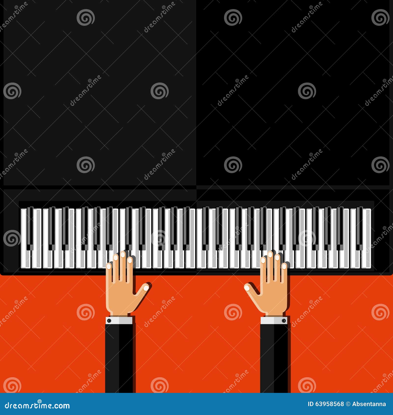 Hands Playing the Grand Piano. Flat Design Stock Vector - Illustration ...
