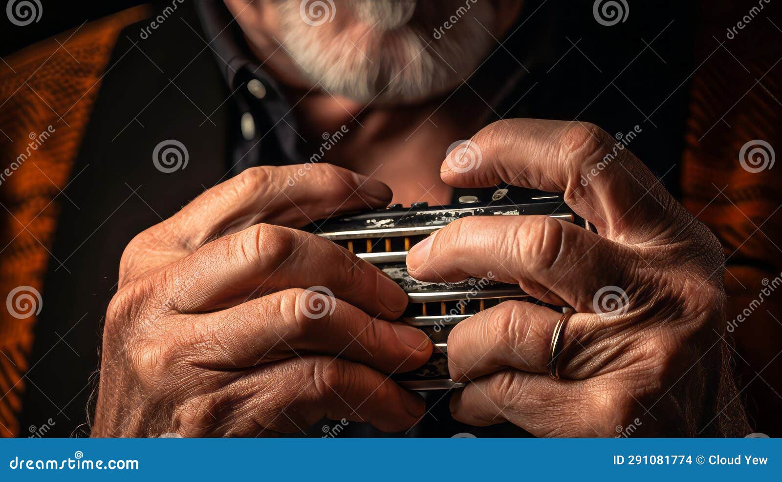 Hands playing harmonica stock illustration. Illustration of workshop ...