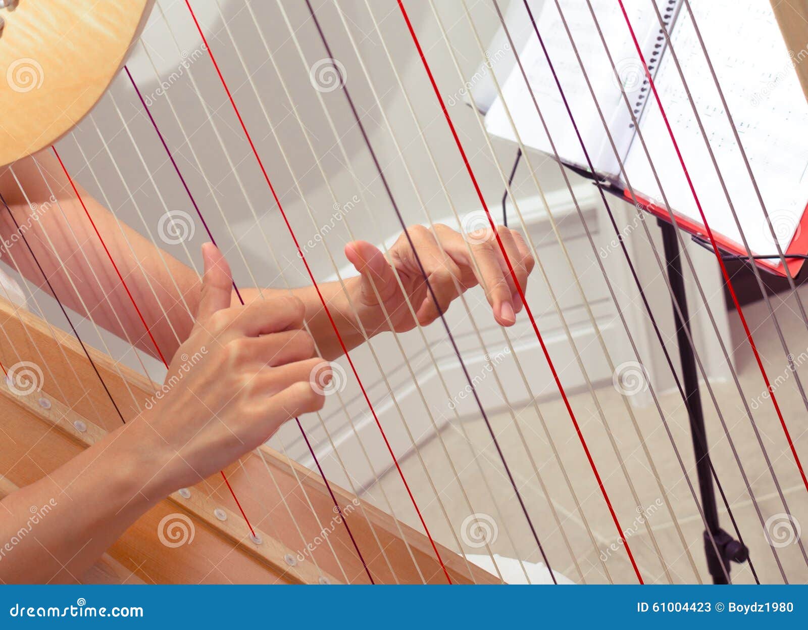 Hands playing a harp stock image. Image of instrument - 61004423