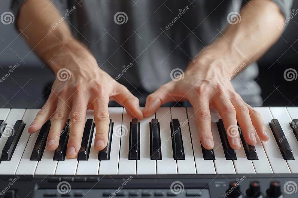 Hands Playing a Piano, Isolated on White Background with Ample Copy ...