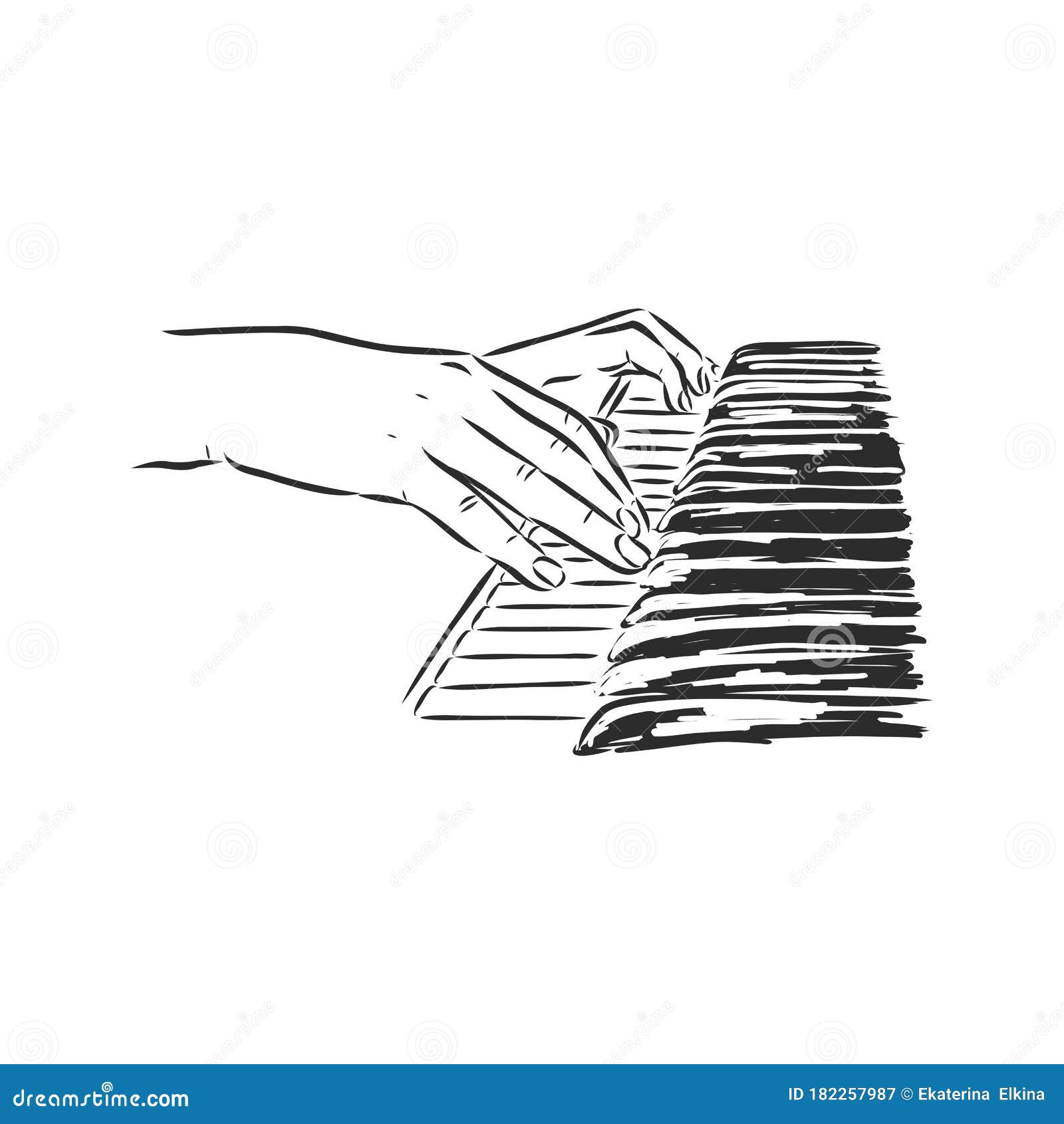 Hands Playing the Piano Vector Sketch Illustration Stock Illustration ...