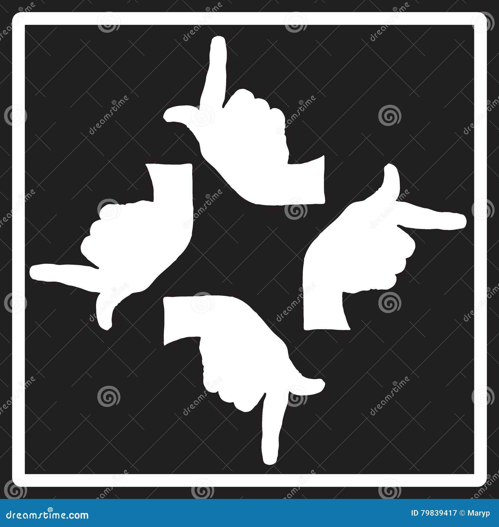 The Hands Point Left, Right , Up and Down Stock Illustration ...