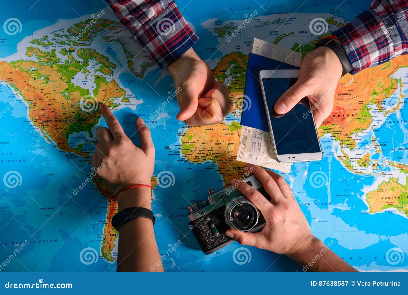 Hands Point on Map Where To Go Stock Image - Image of happy, landmarks ...