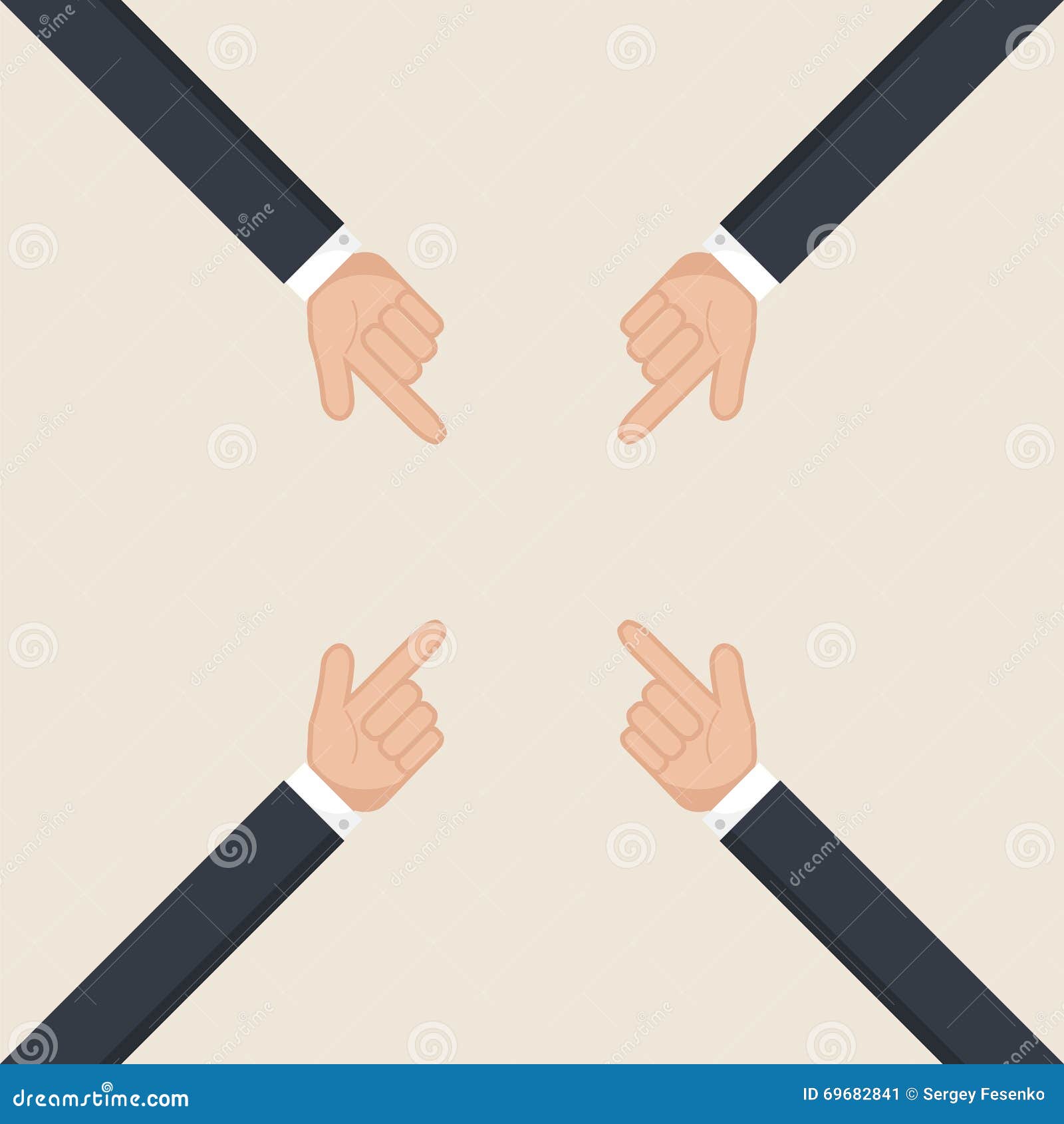 Warning Forefinger And Pointing Hand Labels Vector Illustration ...