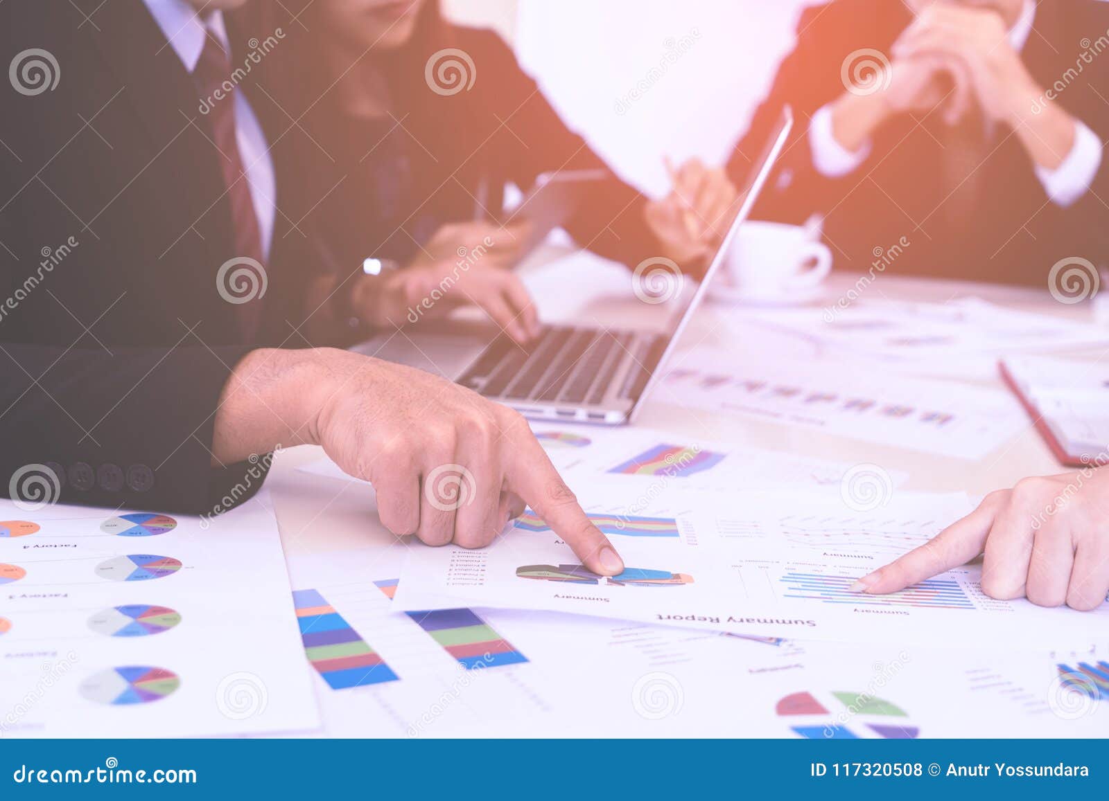 Pointing on Data Chart Sheet for Business Meeting Stock Photo - Image ...