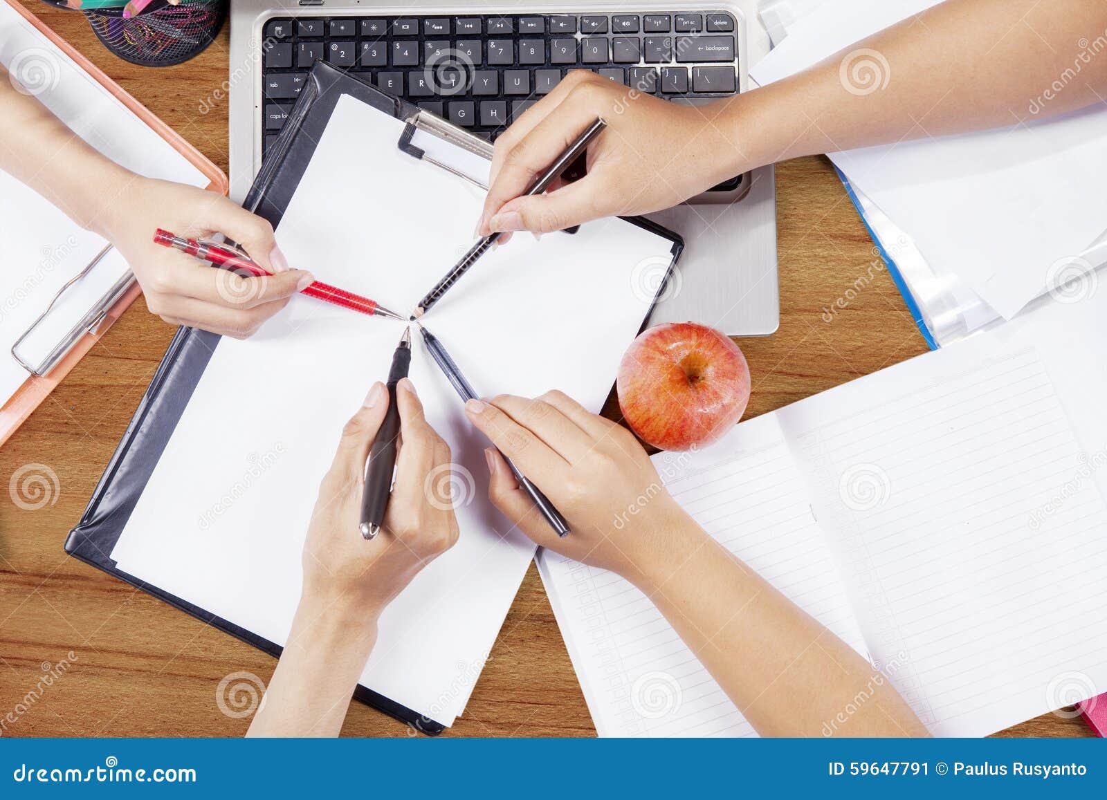 Hands Pointing at Empty Paper Stock Image - Image of campus, education ...