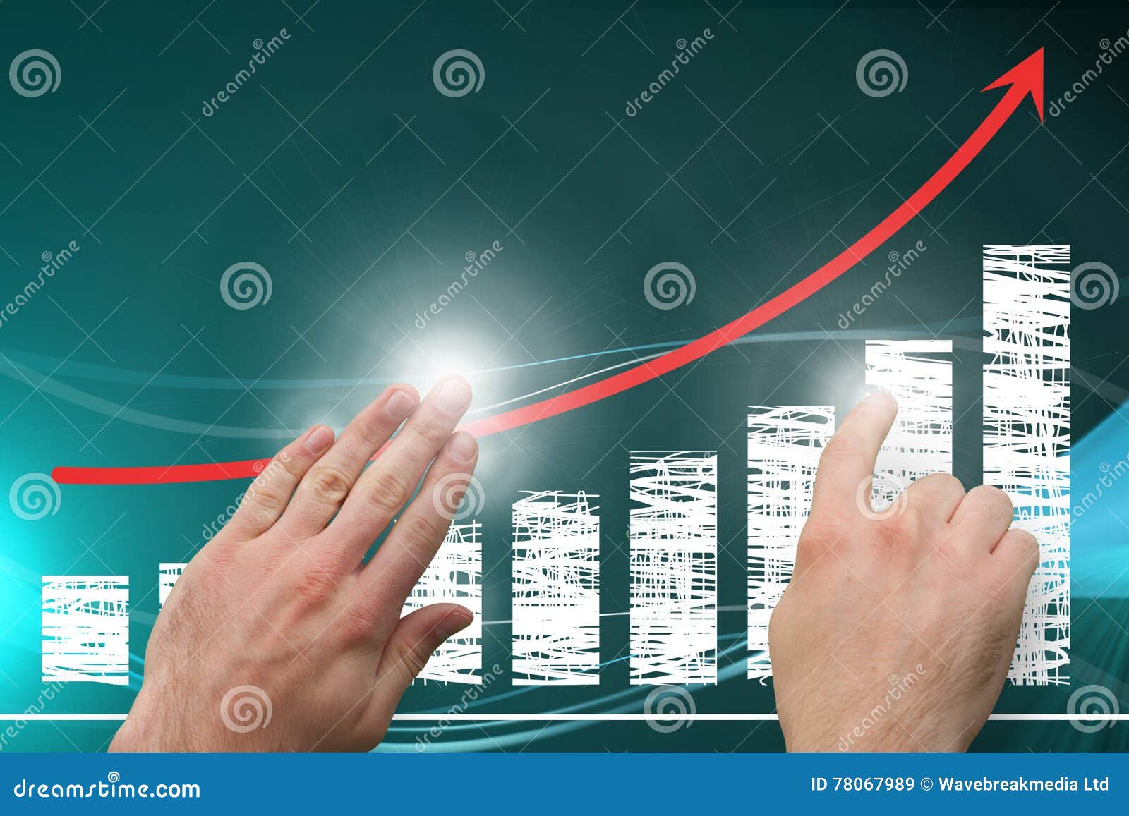 Hands Pointing at Rising Graph Stock Image - Image of arrow, digitally ...