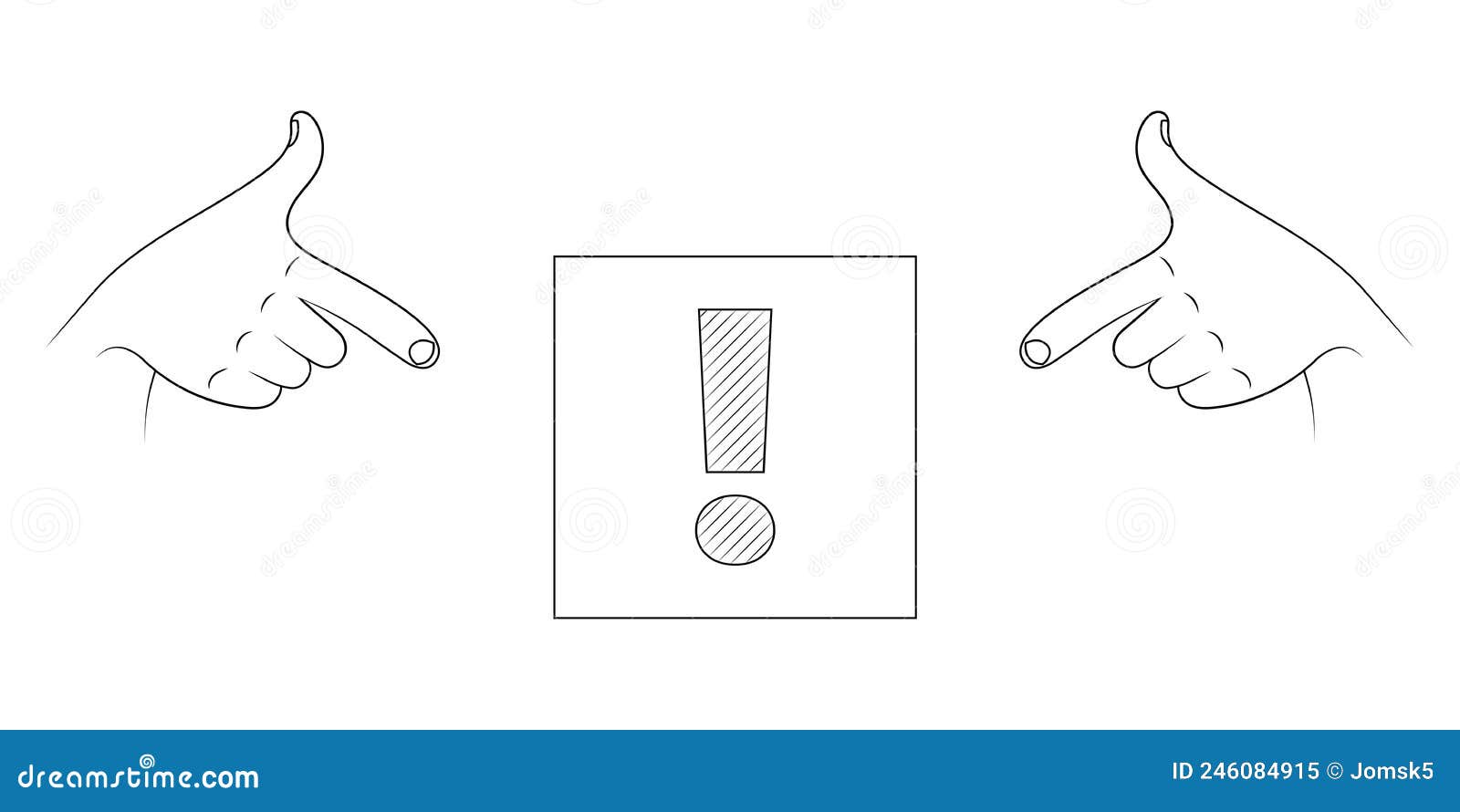 Hands Pointing To an Exclamation Mark Sketch Illustration Stock Vector ...
