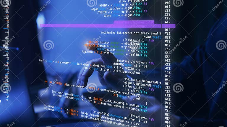 Hands Pointing To Fictional Code in Virtual Space, Representing Interactive and Immersive ...