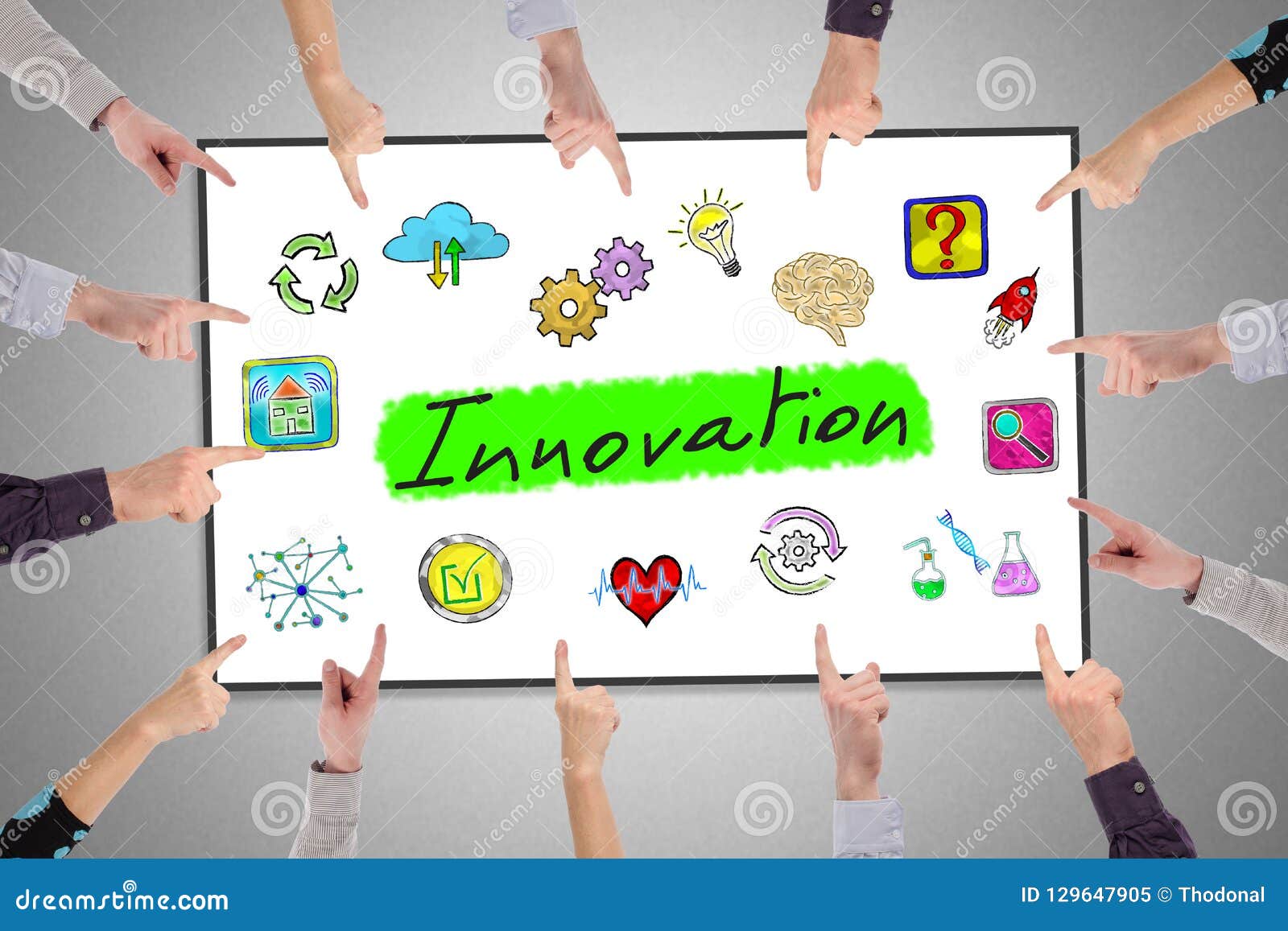 Innovation Concept on a Whiteboard Stock Image - Image of design, hands ...