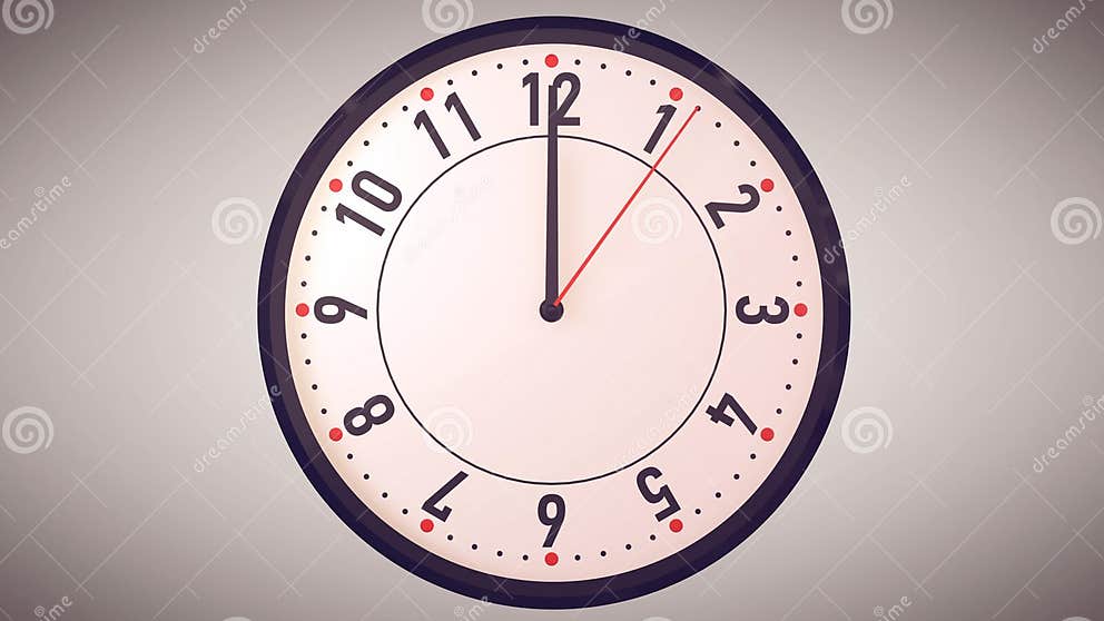 Hands Pointing To Midday on Clock Face. Stock Illustration ...