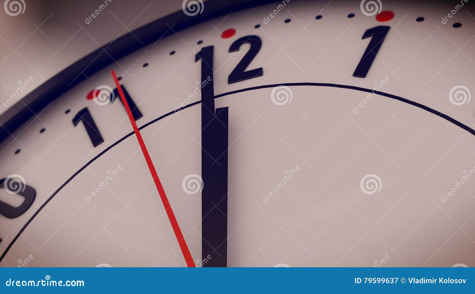 Hands Pointing To Midday on Clock Face. Stock Illustration ...