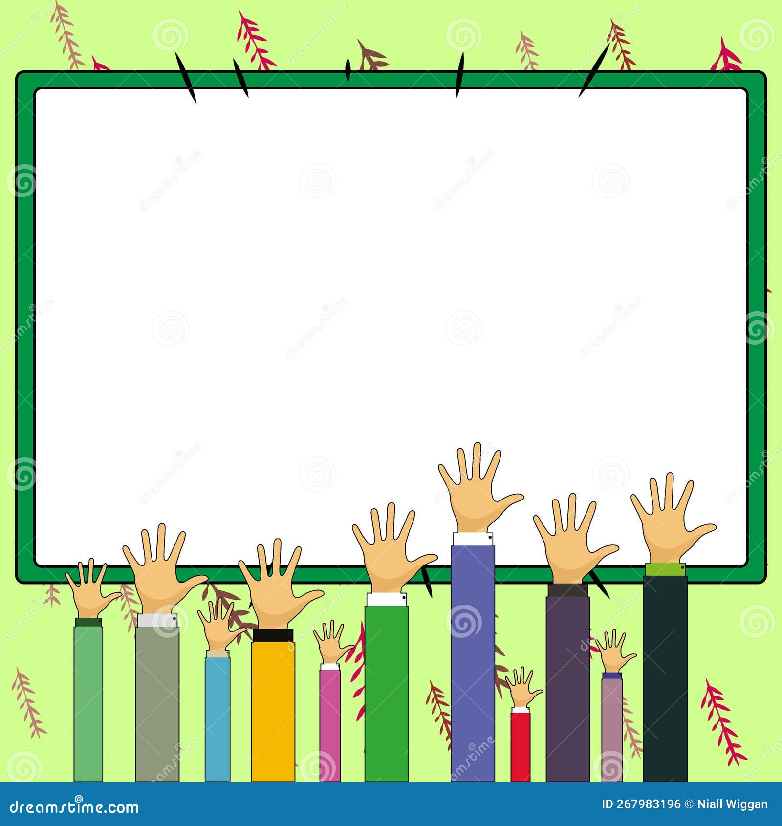 Hands Raised Up Pointing To Whiteboard with Important Information. Big ...