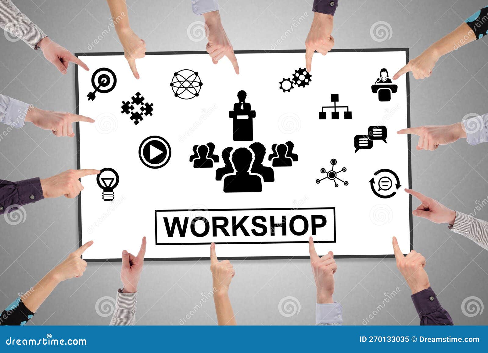 Workshop Concept on a Whiteboard Stock Image - Image of hands, group ...