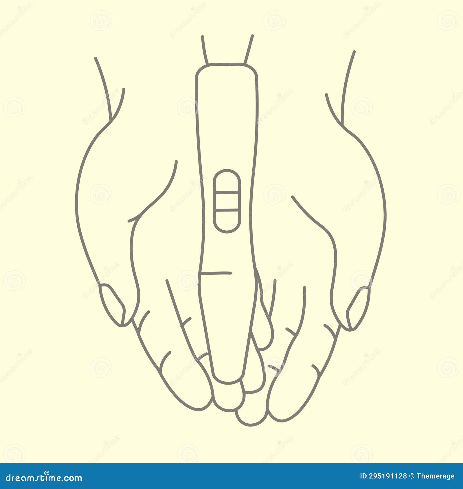 Hands with Positive Pregnancy Test Linear Illustration Vector Stock ...