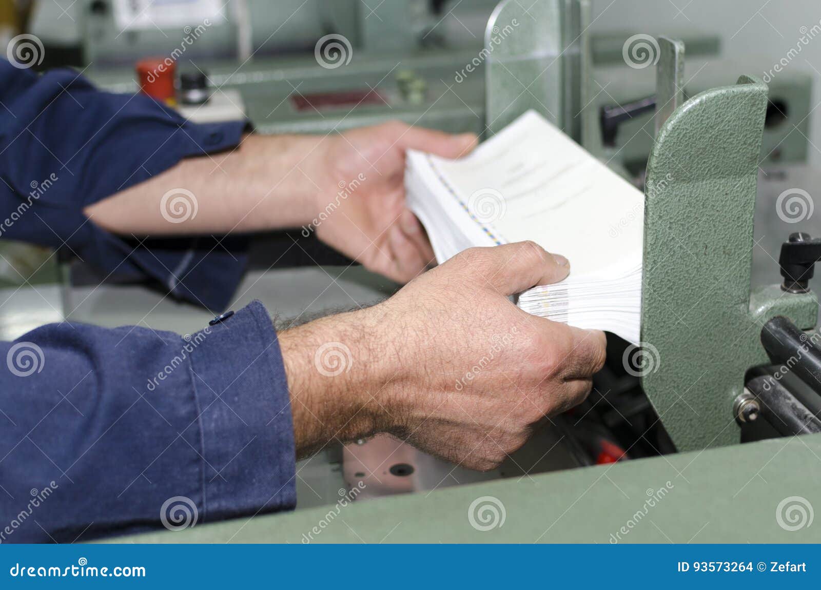 Hands on Post Press Finishing Line Machine Stock Photo - Image of ...