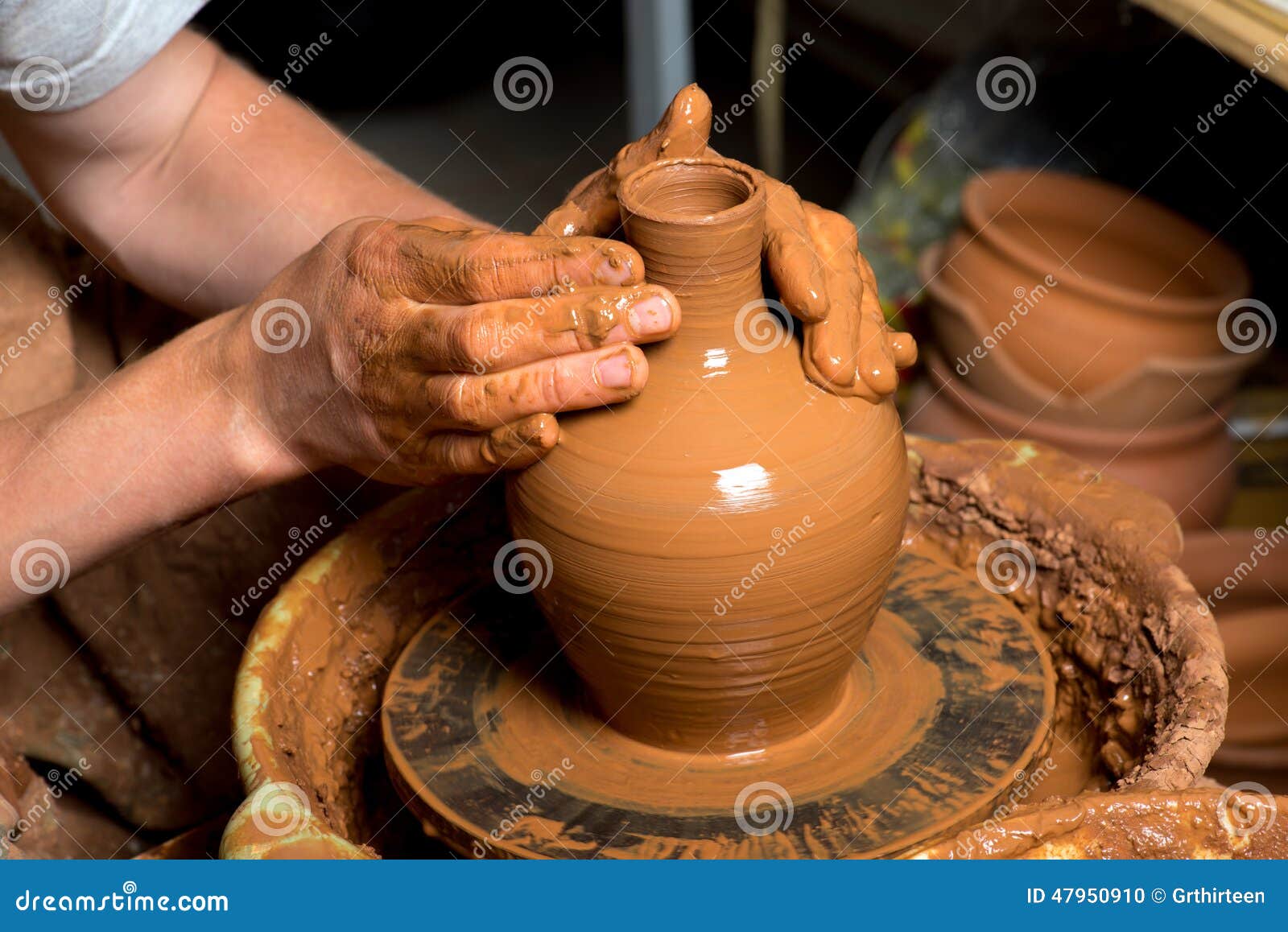 Hands of a potter stock photo. Image of handicraft, circular - 47950910