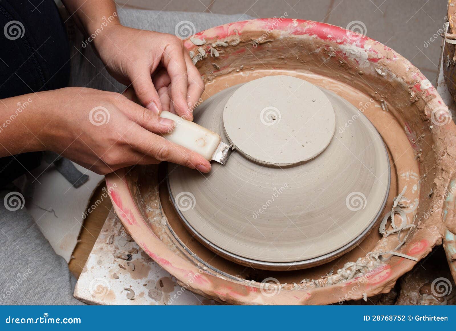 Hands of a Potter, Creating an Earthen Jar on the Circle Stock Photo ...