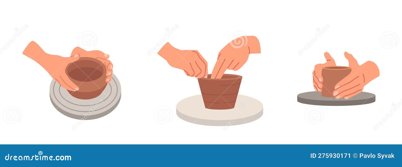 Hands of Potter Guide the Clay, Bringing To Life a Work of Art that is ...