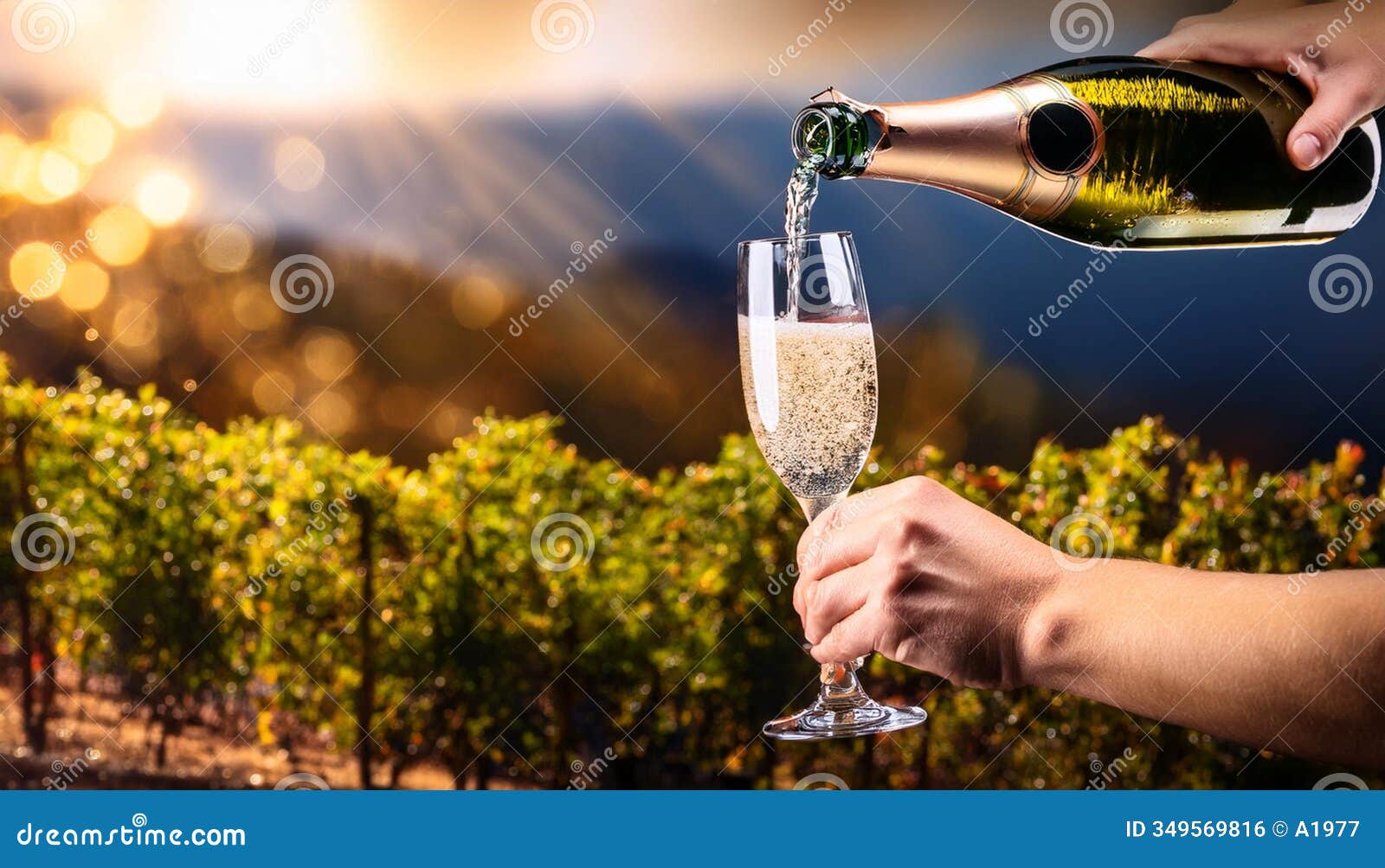 Hands Pouring Prosecco in a Glass, AI Generated Stock Illustration ...