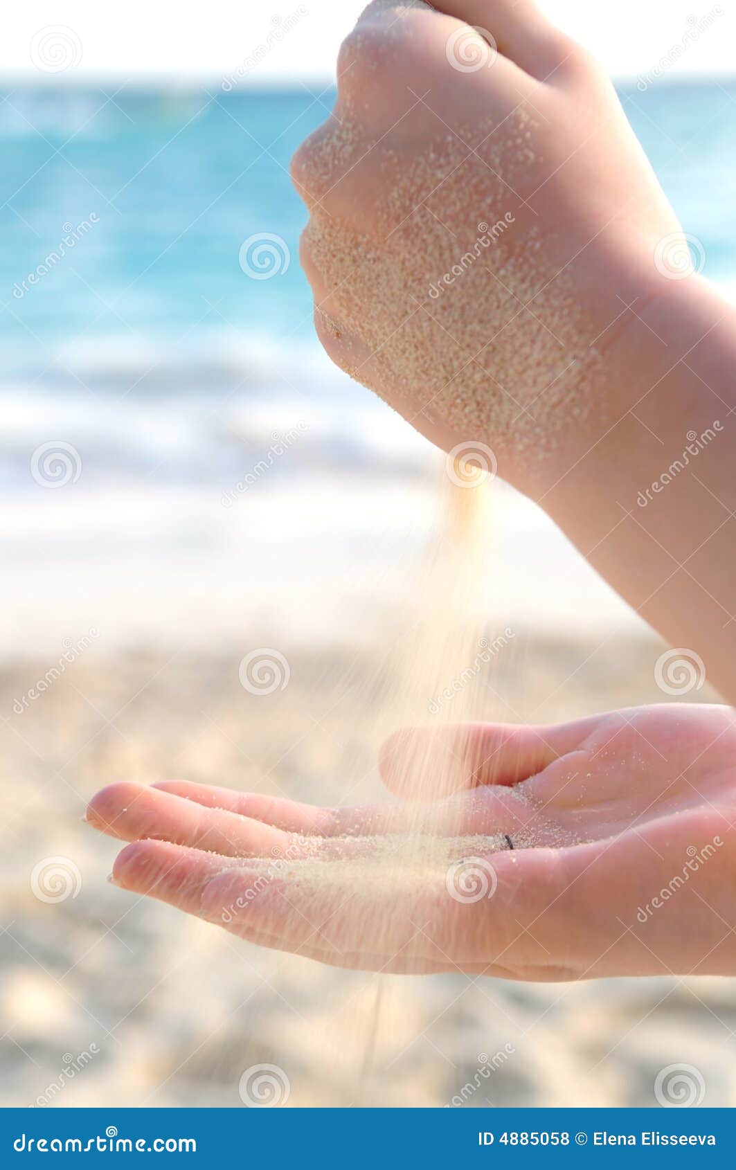 Hands Pouring Sand on a Beach Stock Photo - Image of environment ...