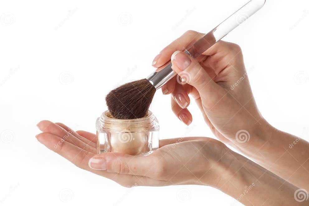 Hands with Powder Illuminator Stock Photo - Image of color, applicator ...